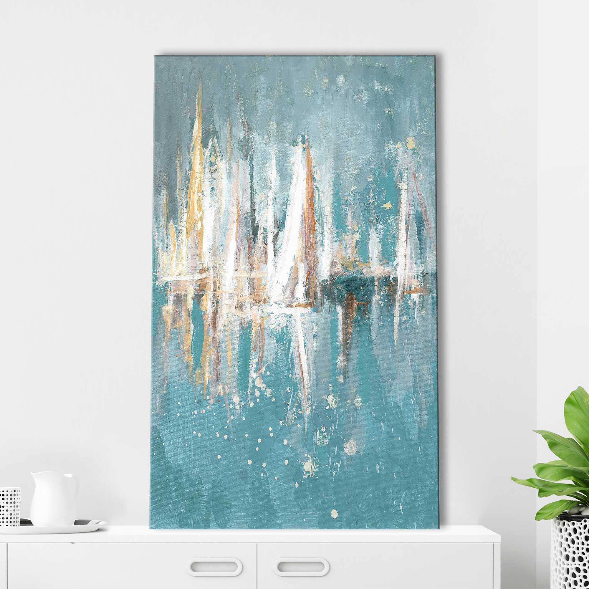 Longshore Tides Boats Slowly Fading by Andy Beauchamp - Painting | Wayfair