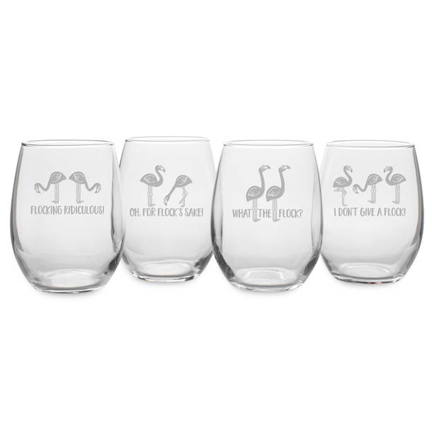 Susquehanna Glass Flocking Ridiculous 4 Piece 21 oz. Stemless Wine ...