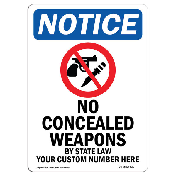 SignMission No Concealed Weapons Sign with Symbol | Wayfair