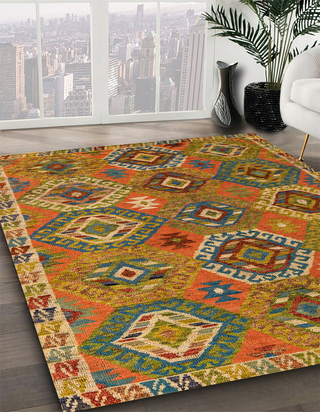 Foundry Select Ameka Orange/Green Rug | Wayfair
