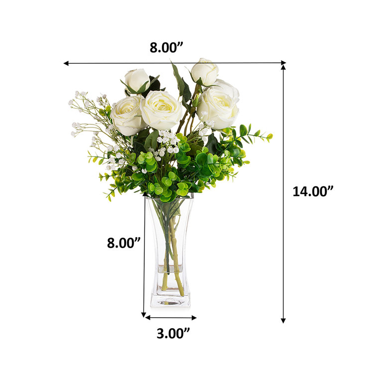 Primrue Leary Roses Floral Arrangement or Centerpiece in Vase | Wayfair
