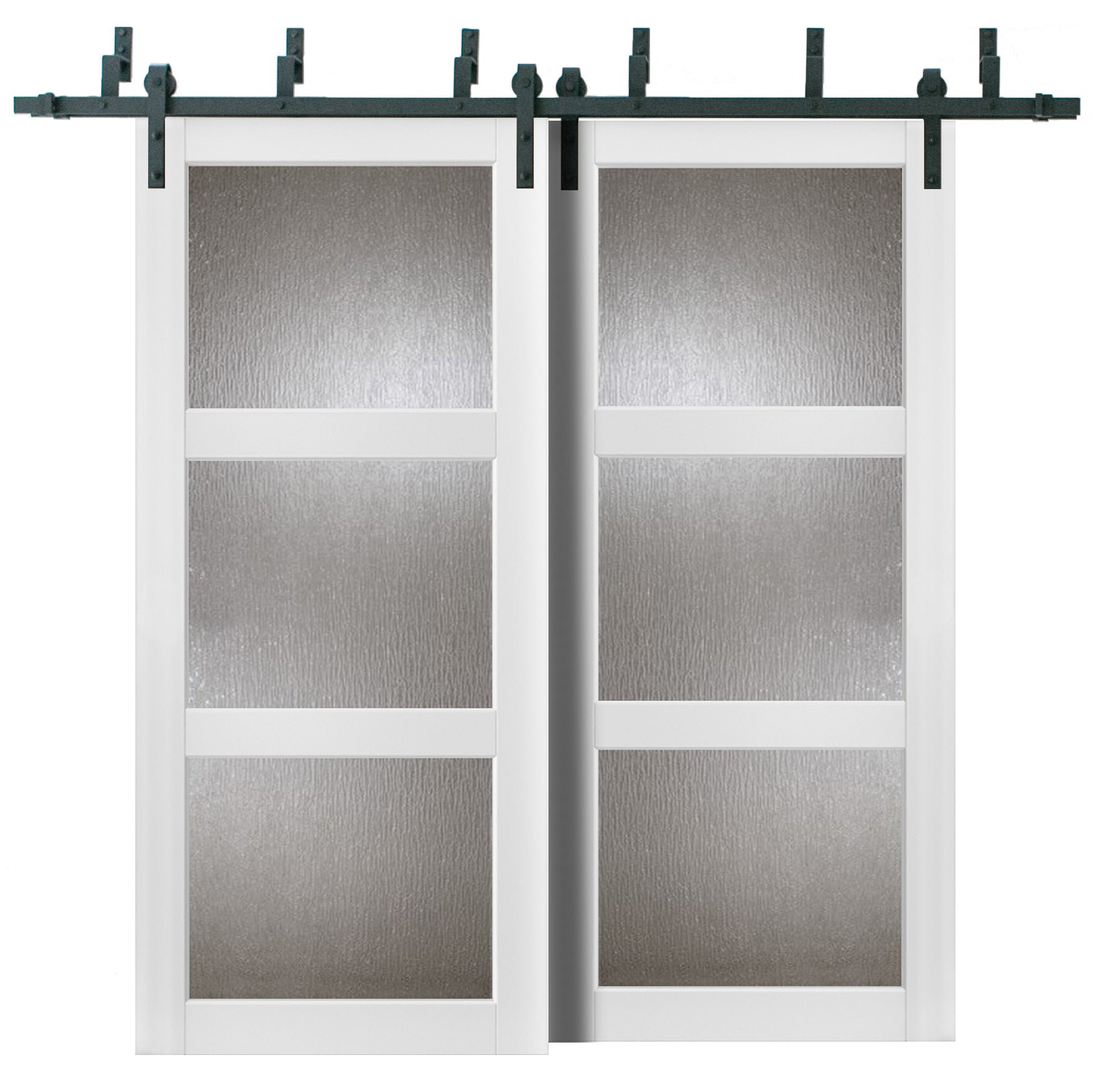 SARTODOORS Lucia Frosted Glass Sliding Closet White Doors | Wayfair