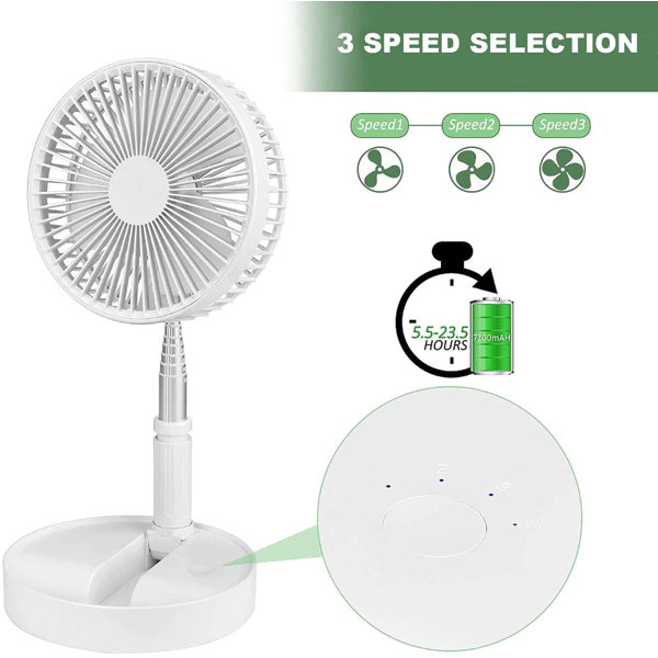 Symple Stuff Mcmartin & Brown Stand Fan, Folding Portable Telescopic ...