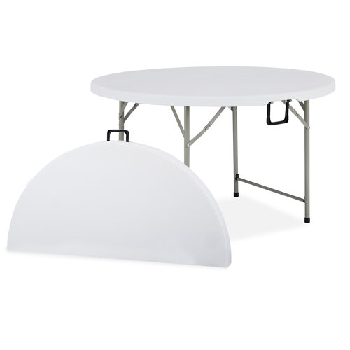 Naomi Home Round Bi-Fold Resin Table with Carrying Handle 5 ft Card ...