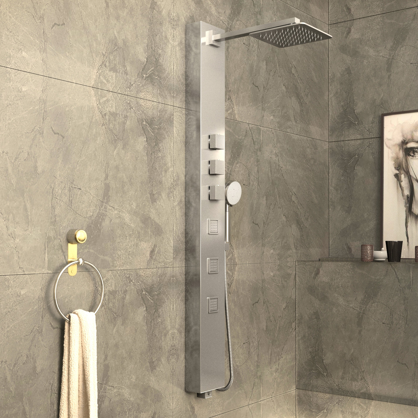ANZZI Lann 53'' Shower Panel with Fixed Shower Head & Reviews | Wayfair
