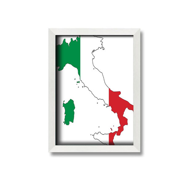 Williston Forge Italy Flag Map - Single Picture Frame Art Prints ...