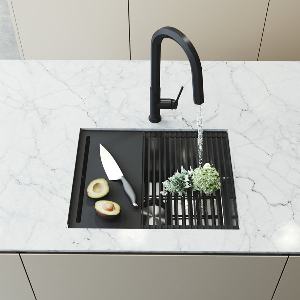 VIGO Mercer 23" L x 20" W Undermount Kitchen Sink with Sink Grid and ...