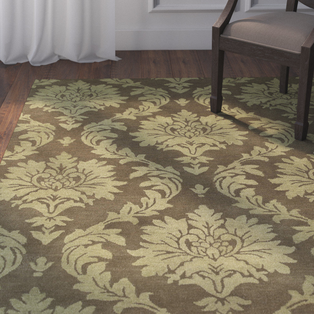 Rosdorf Park Chaplin Floral Handmade Tufted Teal/Watermelon Area Rug ...