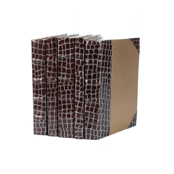 Leather Books 5 Piece Exotic Metallic Decorative Book Set | Perigold
