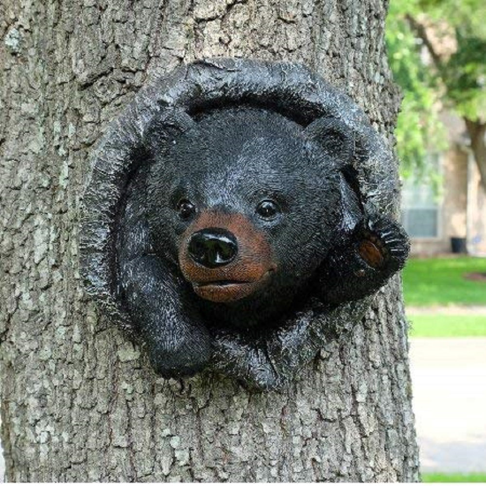 Loon Peak® Western Hello Bear Waving Paw Tree Bark Hanging Wall Décor ...