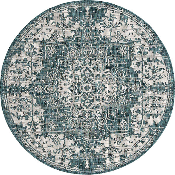 Dakota Fields Outdoor Destiny Area Rug Blue Green Color | Wayfair