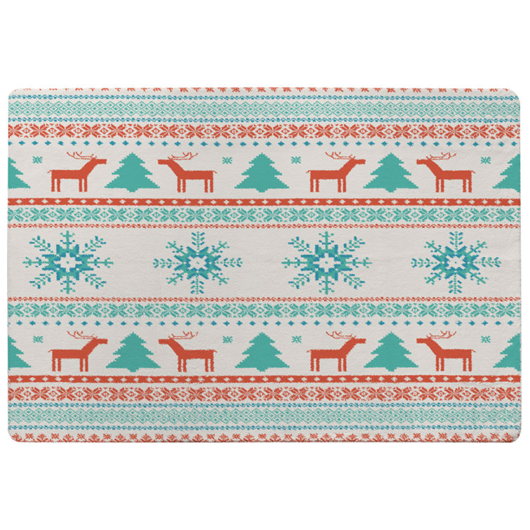 The Seasonal Aisle Callaway Machine Woven Orange/Green/White Rug ...