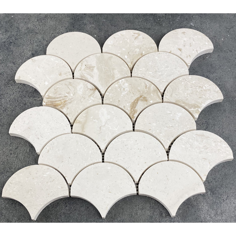 Miletos Stone Collection Shellstone 3" X 3" Travertine Mosaic Tile ...