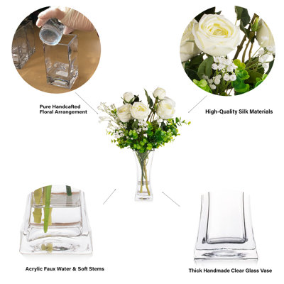 Primrue Leary Roses Floral Arrangement or Centerpiece in Vase | Wayfair