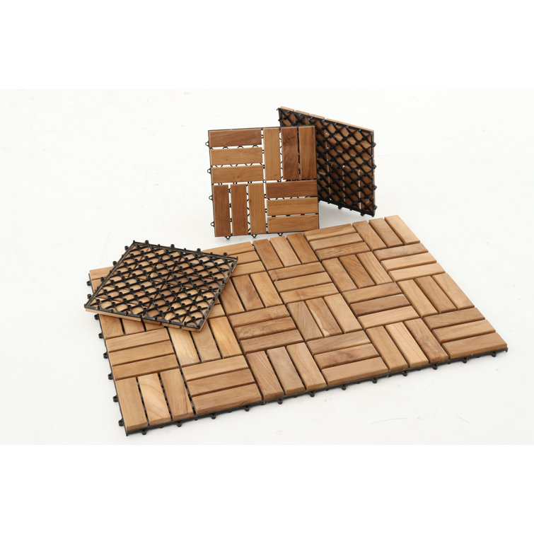 NordicStyle 11.8" x 11.8" Teak Interlocking Deck Tile in Natural ...