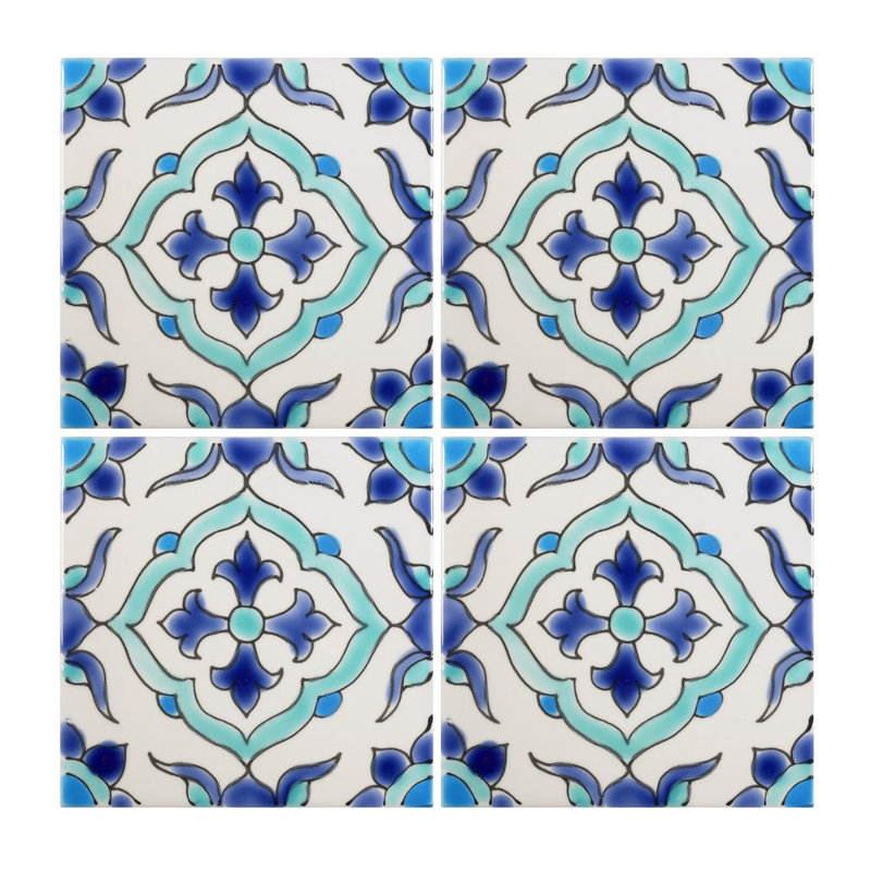 Casablanca Market Mediterranean 4" x 4" Ceramic Carthage Decorative ...