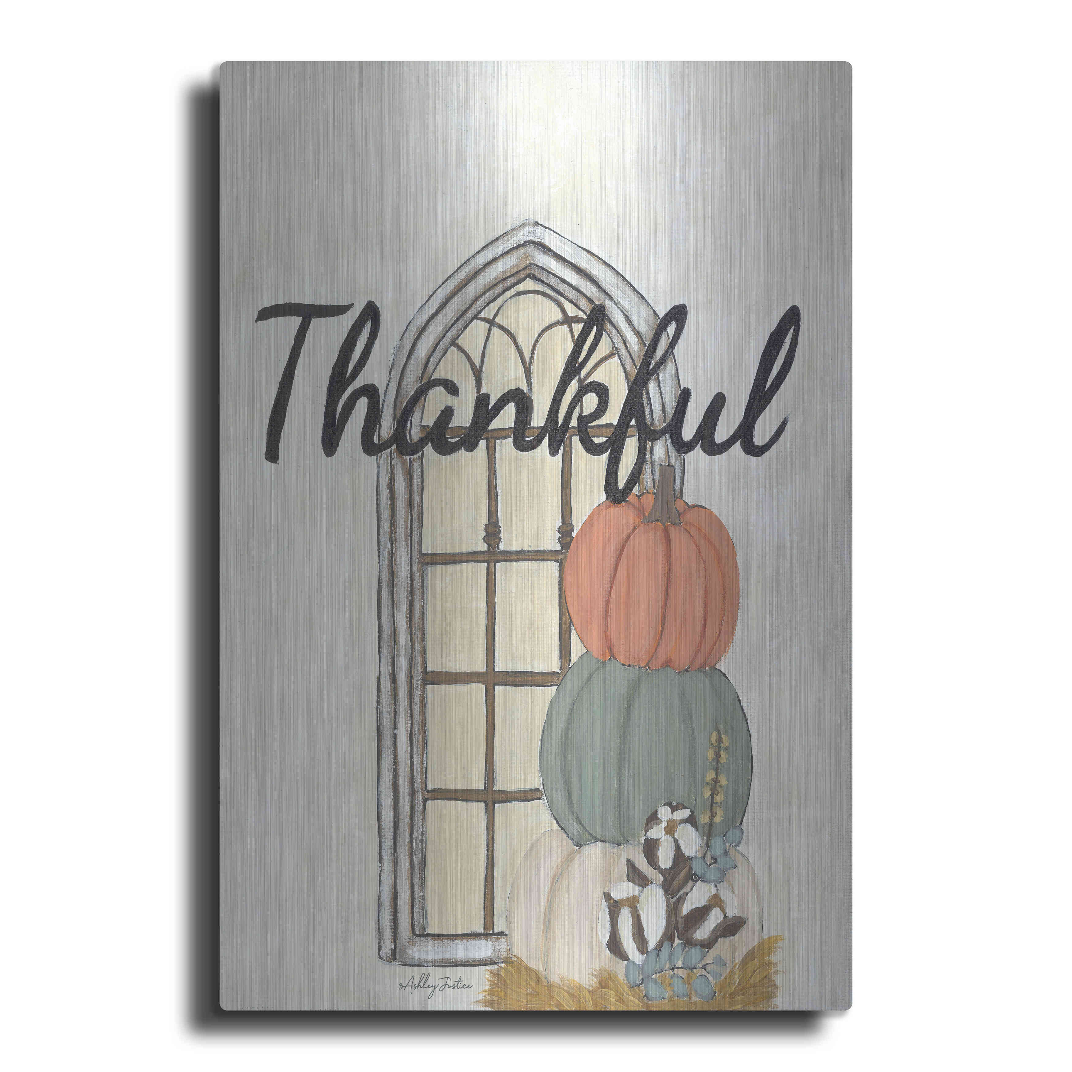 Rosalind Wheeler Luxe Metal Art 'Fall Thankful' By Ashley Justice, Fall ...