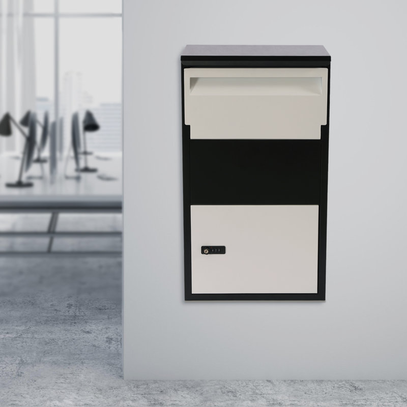 YaoTown Wall Mounted Parcel Drop Box, Large Capacity Code Lock (Black ...