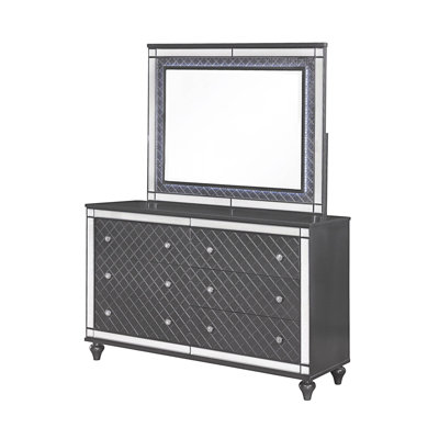 House of Hampton® 4-1_Adeline LED Upholstered Panel Bedroom Set | Wayfair