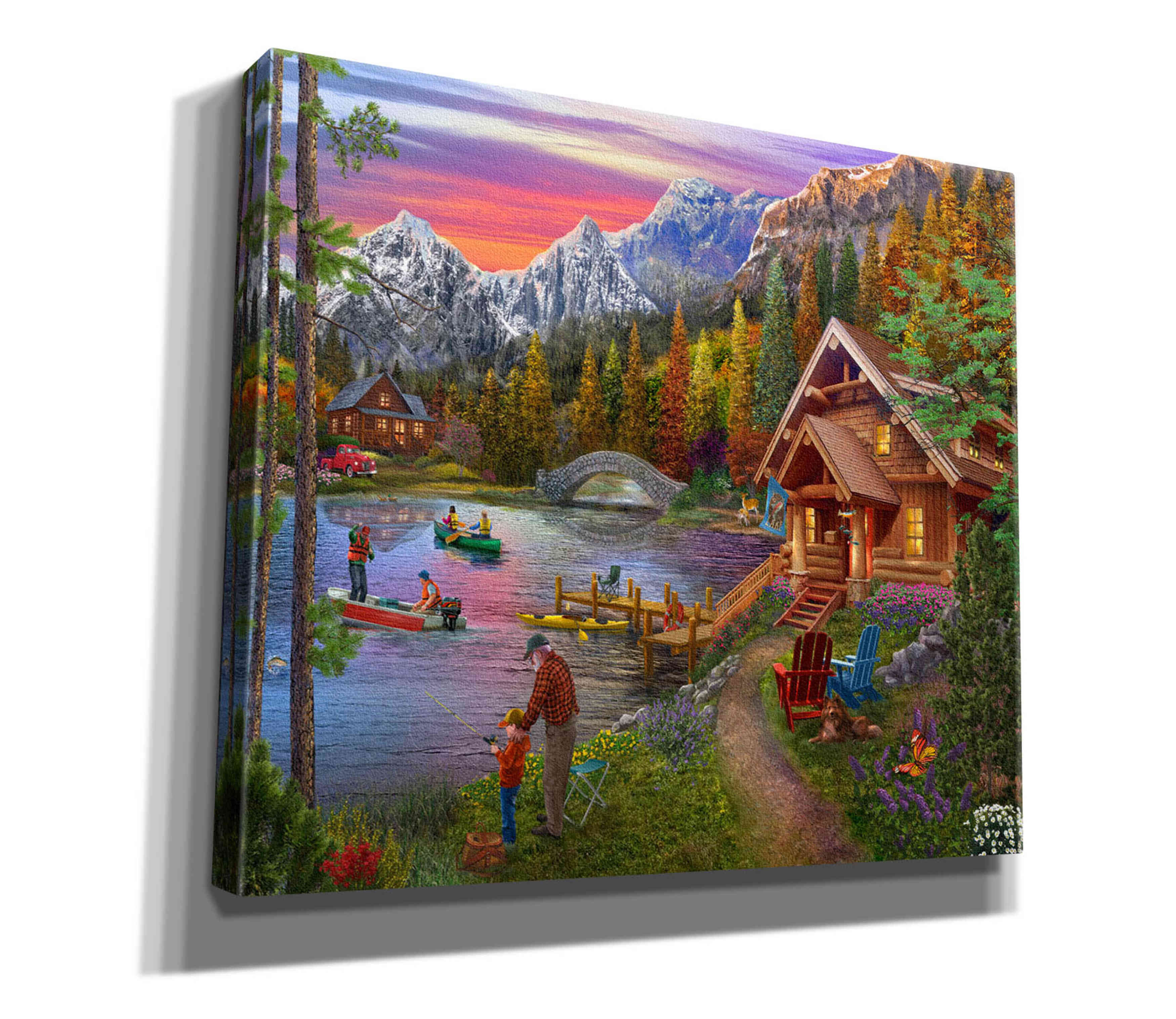 Loon Peak® Epic Graffiti 'Stone Bridge Lake' By Bigelow Illus Stone ...