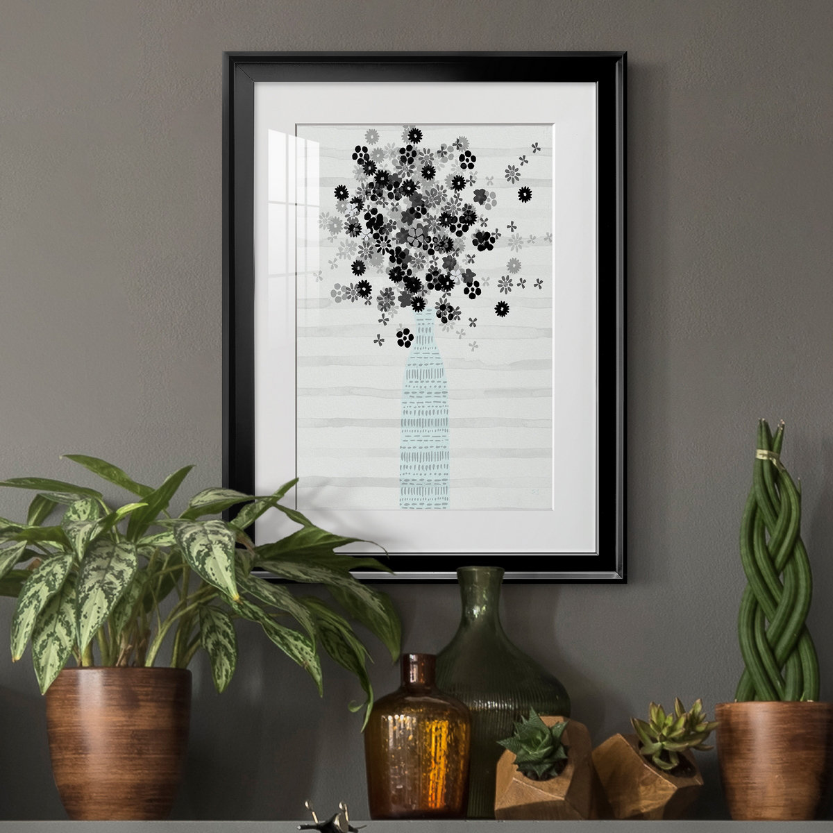 Winston Porter Bouquet Of Black & White - Picture Frame Painting | Wayfair Winston Porter Bouquet Of Black & White - Picture Frame Painting | Wayfair