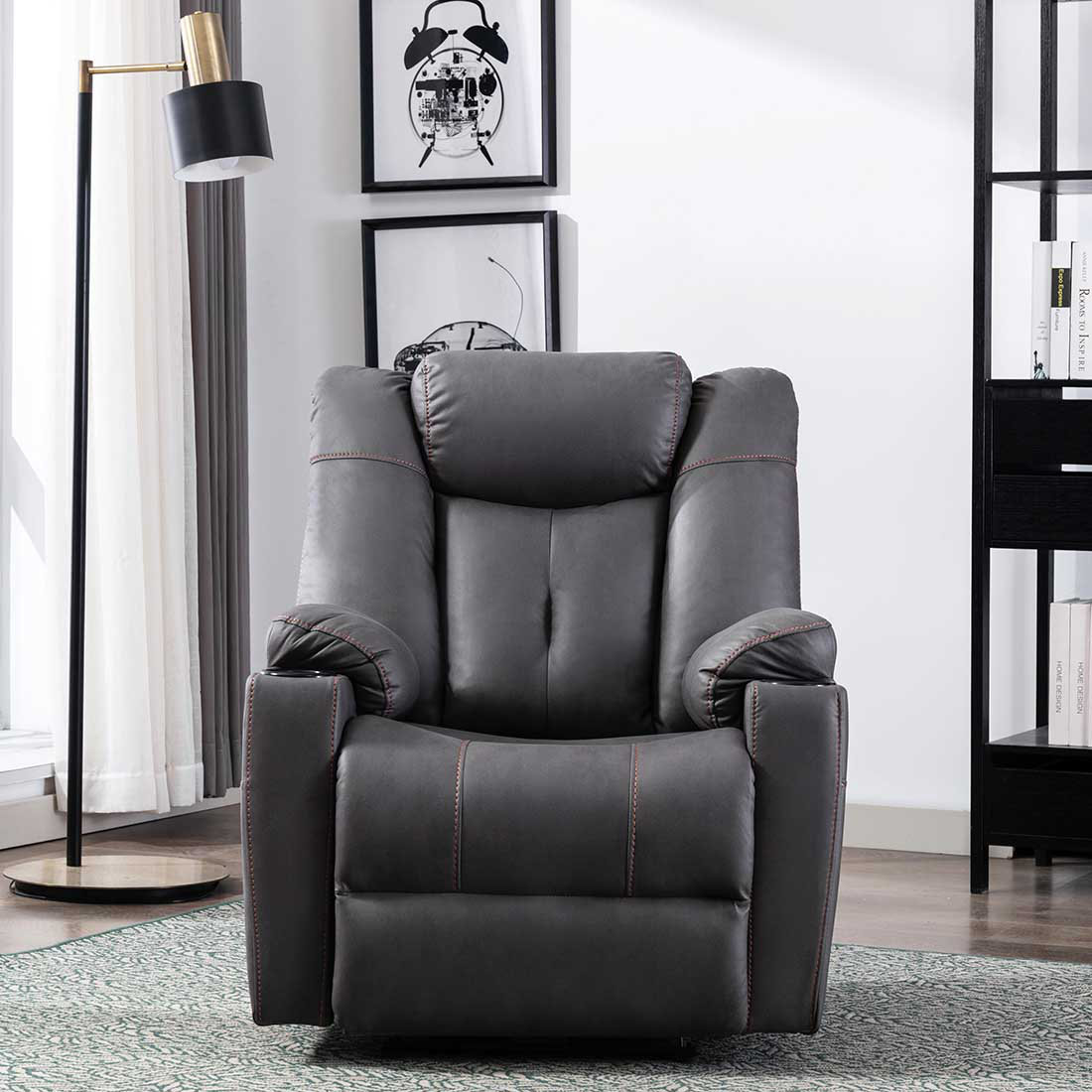 Ebern Designs Henreitta Upholstered Electric Recliner with Footstool ...