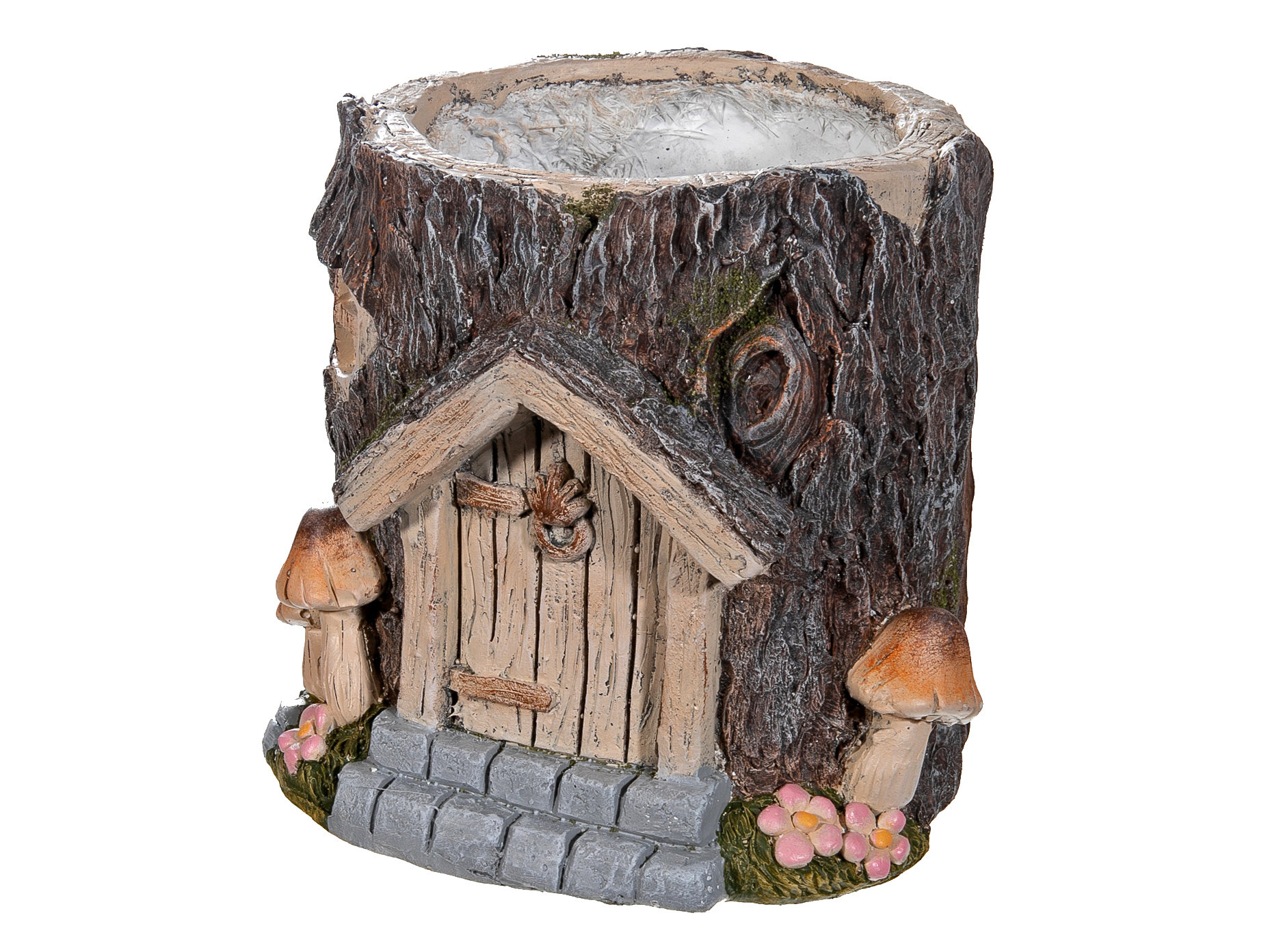 Millwood Pines Mgo Tree Stump Planter (House With Triangle Door) | Wayfair