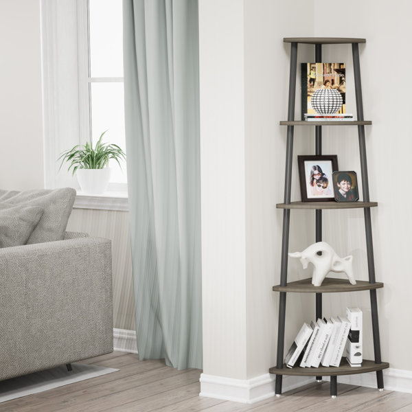 BAZTIN 5 Tier Industrial Corner Shelf, Open Ladder Vintage Corner ...