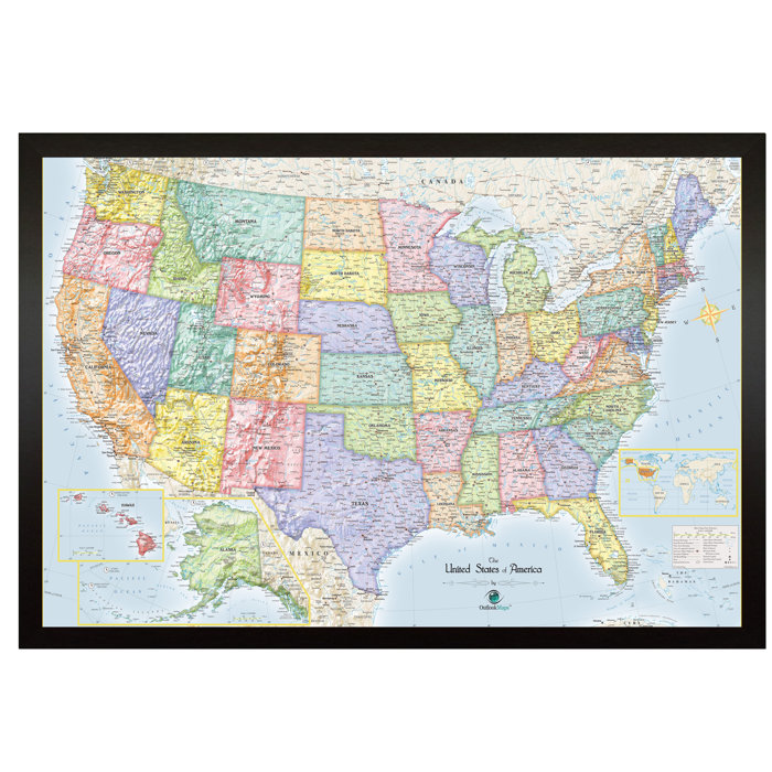 Home Magnetics Framed Magnetic Travel USA Map & Reviews | Wayfair