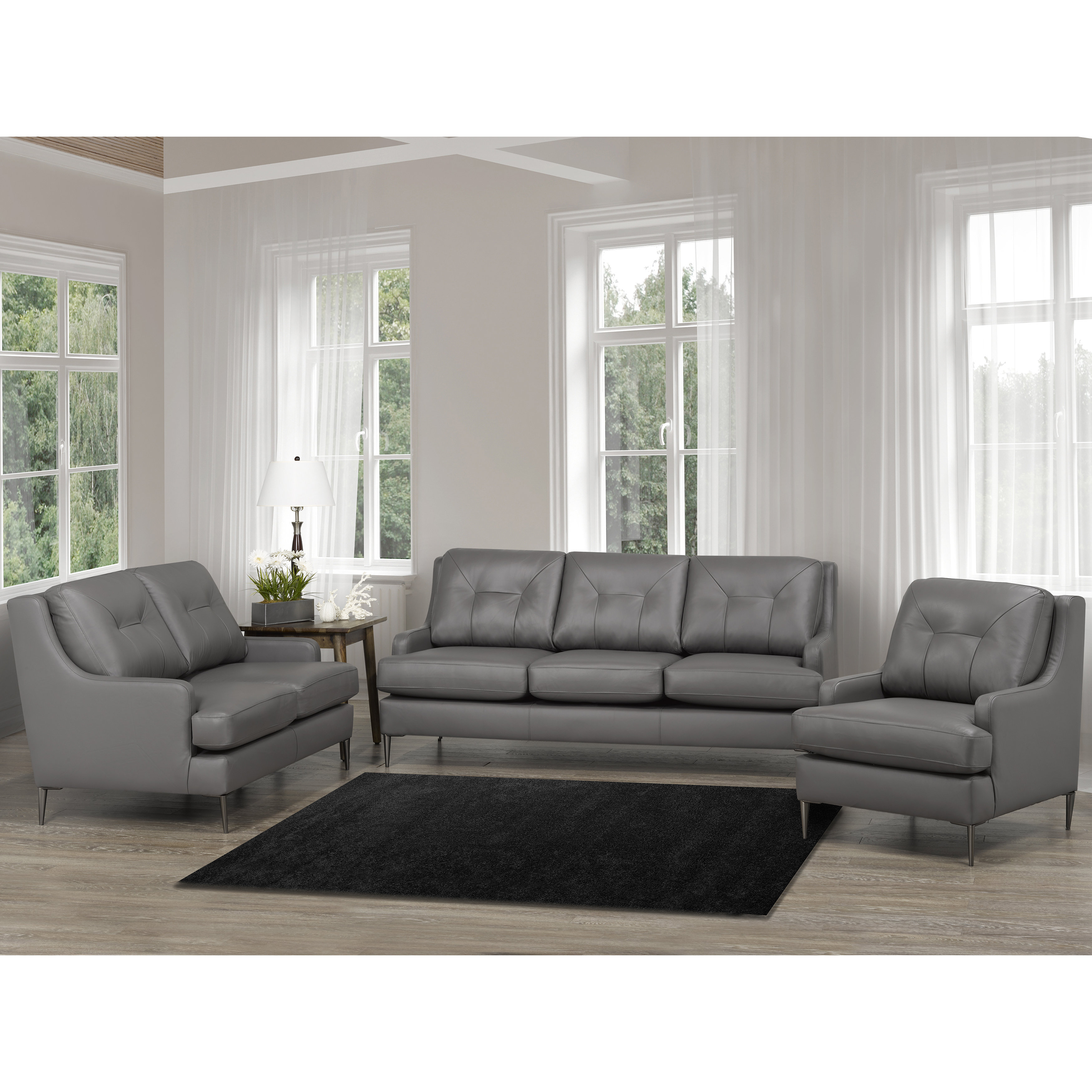Latitude Run® Vecchio Leather Upholstered Sofa, Loveseat And Chair ...