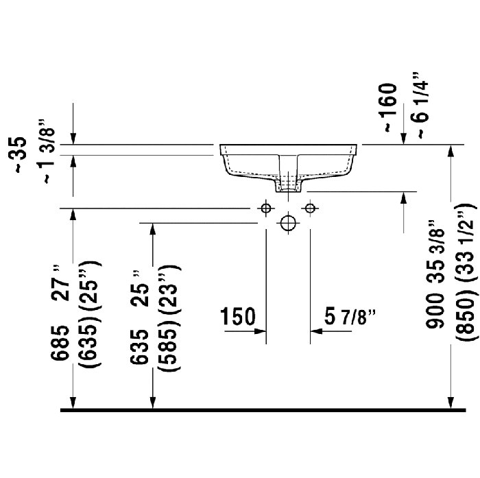Duravit Vero Ceramic Rectangular Undermount Bathroom Sink with Overflow ...