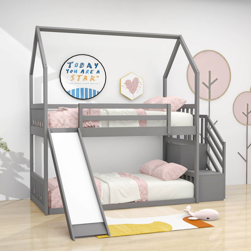 Harper Orchard Loveday Kids Twin Over Twin Bunk Bed | Wayfair