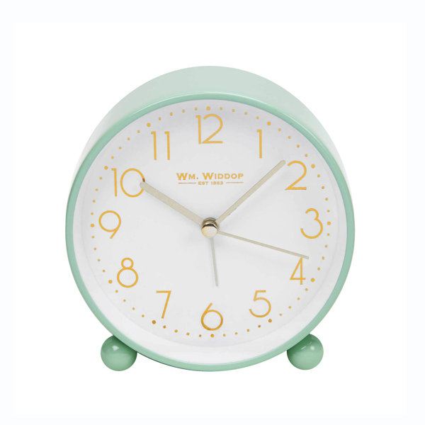 Wm Widdop Analog Metal Quartz Alarm Tabletop Clock in Mint/White ...