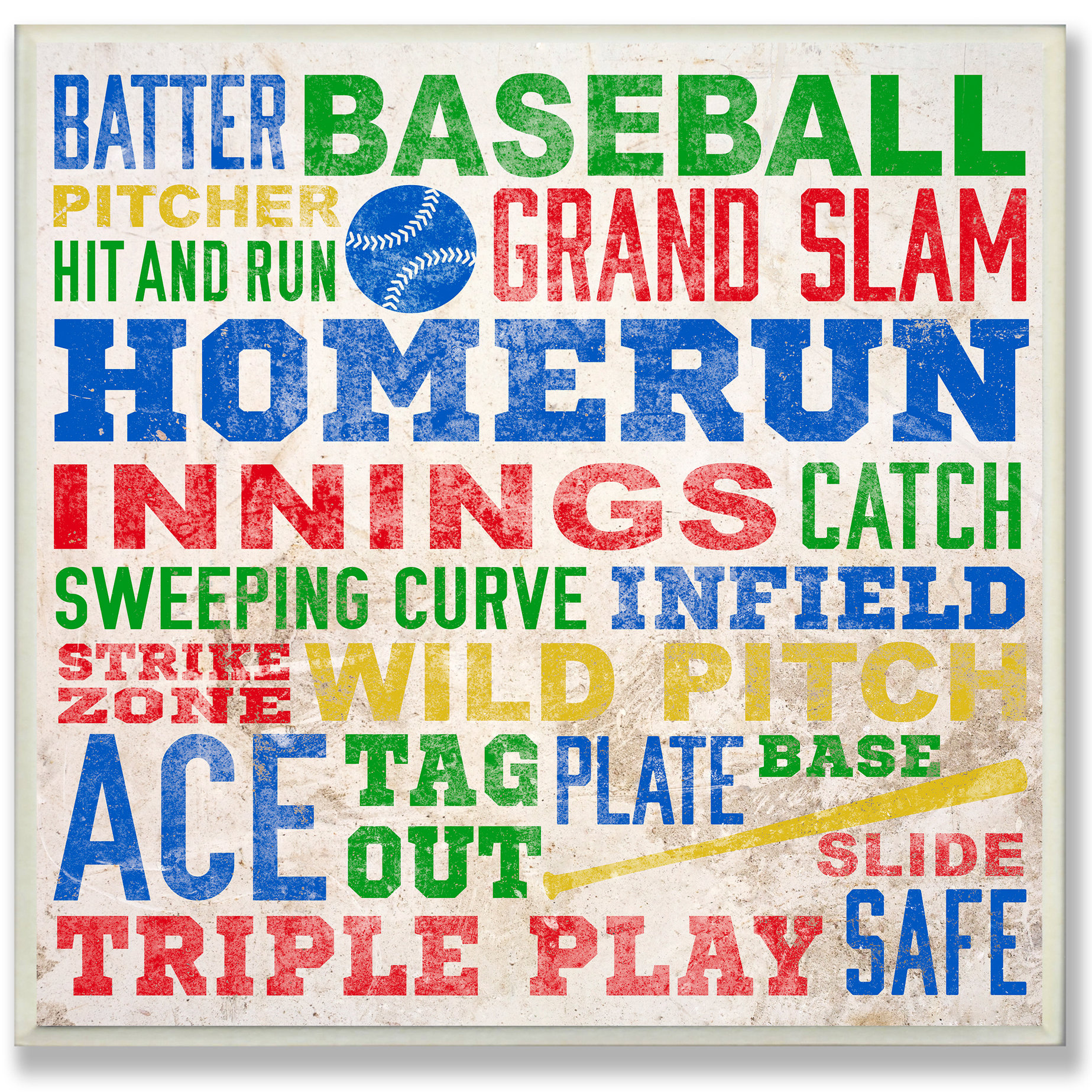 Viv + Rae Cambra 'Baseball Words' Framed Textual Art Wall Plaque | Wayfair