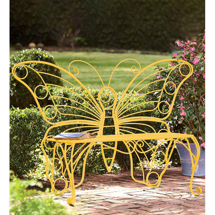 Plow & Hearth Metal Butterfly Garden Bench & Reviews | Wayfair