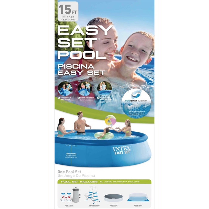 Intex 15' x 42" Easy Set Portable Inflatable Swimming Pool and ...