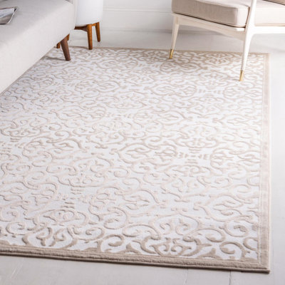 Charlton Home® Anah Performance Snow White/Beige Rug & Reviews | Wayfair