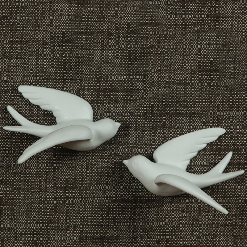 Winston Porter 2 Piece Ceramic Sparrows Pair Wall Décor Set & Reviews ...
