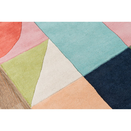 AllModern Glory Handmade Hand Tufted Wool Blue/Green/Light Orange Rug ...