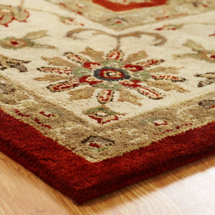 Meridian Rugmakers Handmade Wool Red/Beige Rug & Reviews | Wayfair