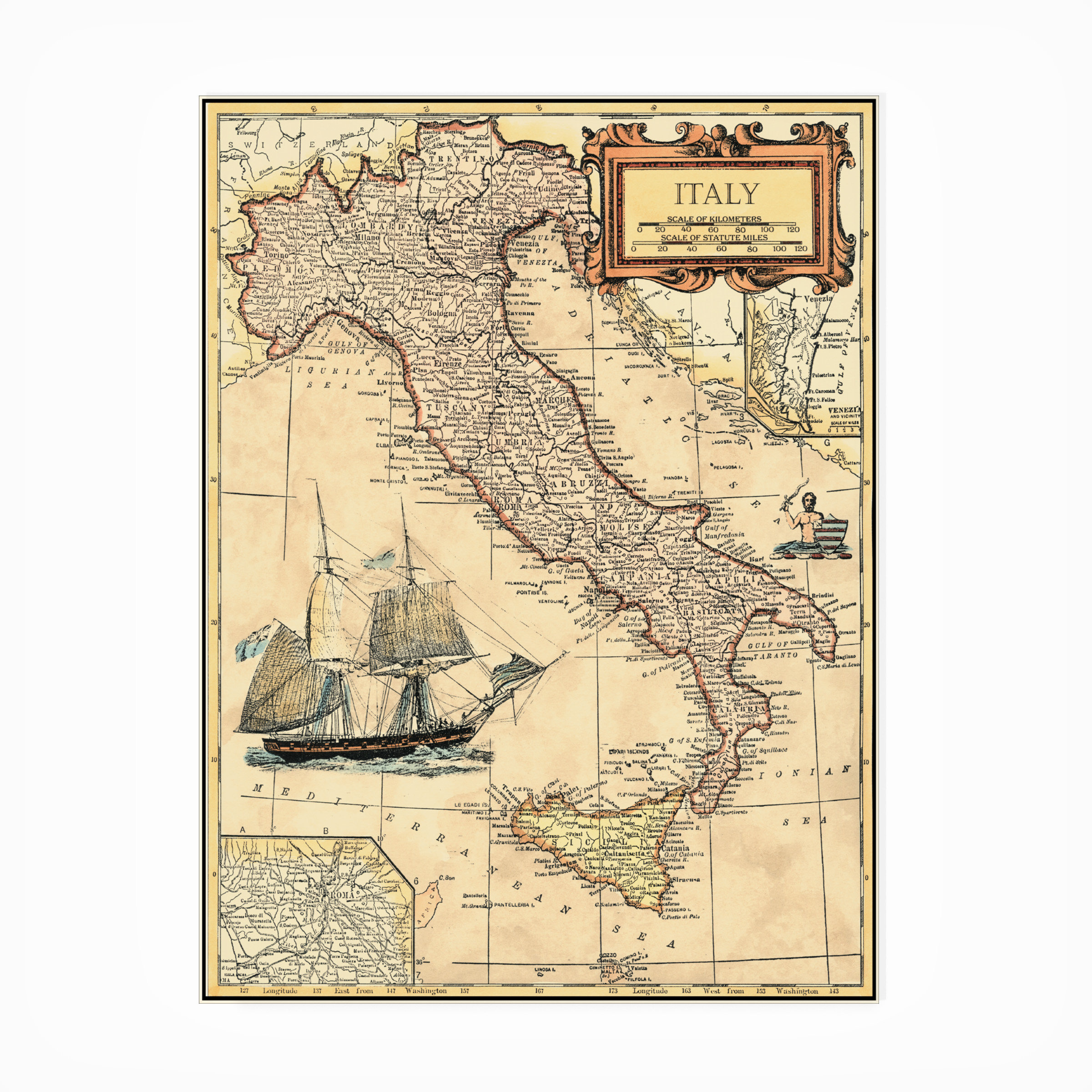 Williston Forge Vision Studio ''Italy Map'' Outdoor All-Weather Wall ...