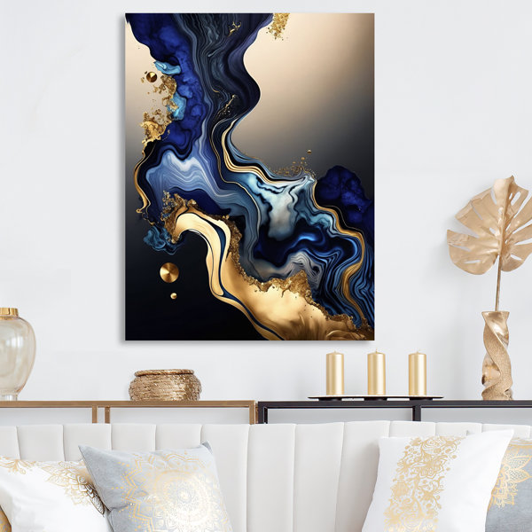 Mercer41 Abstract Marble Geode Blue III On Metal Print | Wayfair