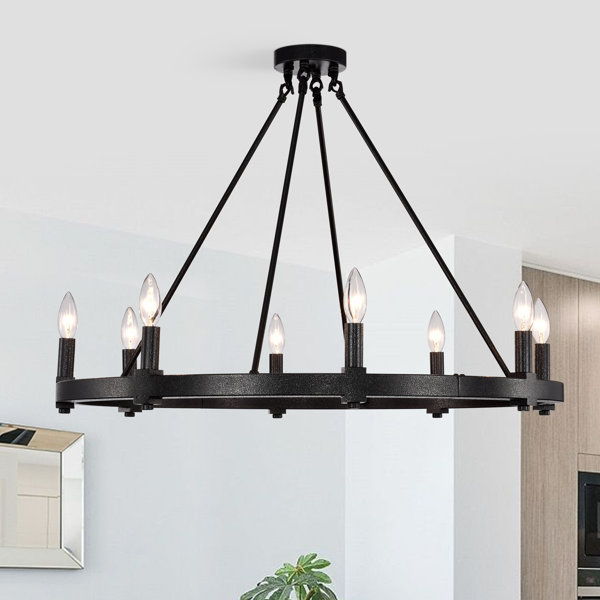 Gracie Oaks Andreino 8 - Light Dimmable Wagon Wheel Chandelier ...