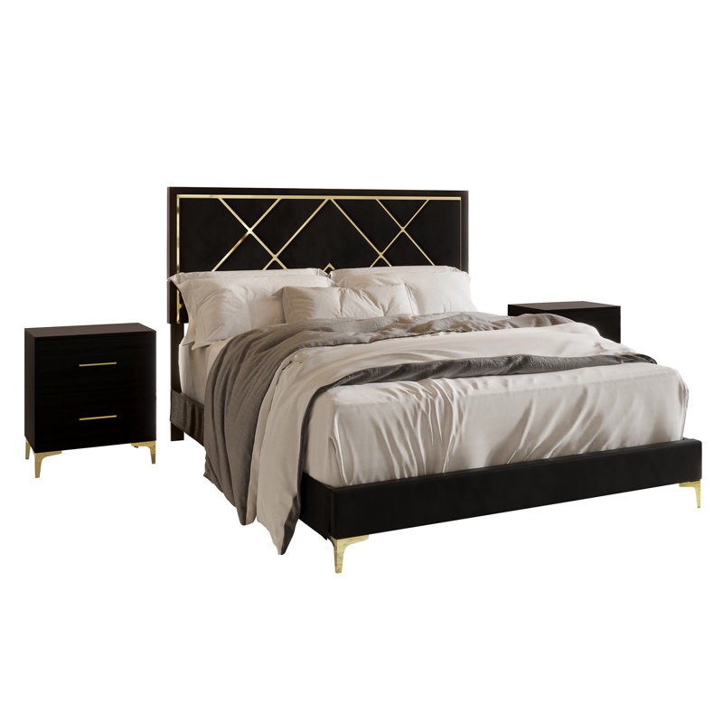 Mercer41 Lausyn Upholstered Standard 3 Piece Bedroom Set & Reviews ...