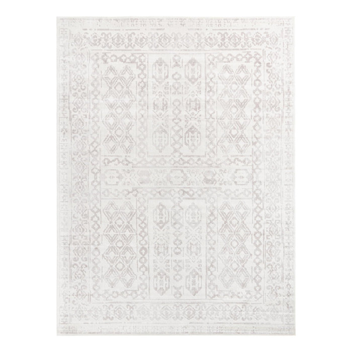 August Grove® Brackett Performance Cream/Gray Rug & Reviews | Wayfair