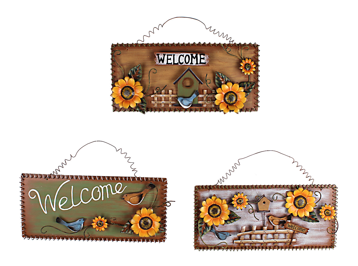 AttractionDesignHome 3 Piece Sunflower/Bird Plaque Wall Décor Set | Wayfair