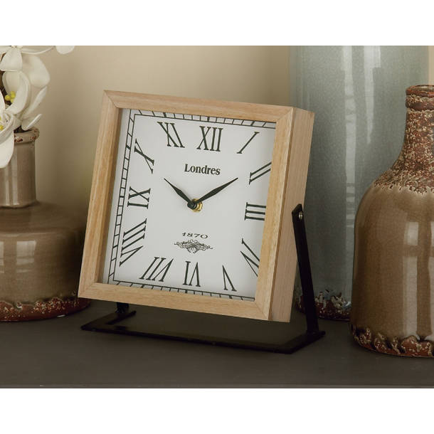Gracie Oaks Traditional Analog Solid Wood Quartz Tabletop Clock in ...