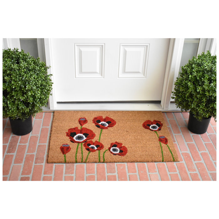 Winston Porter Dakota Poppies 36 in. x 24 in. Non-Slip Outdoor Door Mat ...