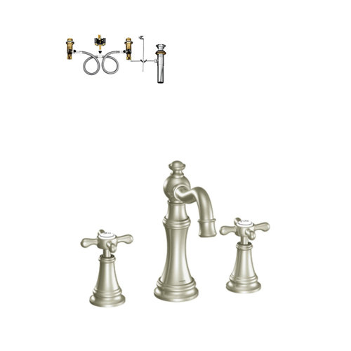 Moen Weymouth High Arc Brushed Nickel Lav Faucet Kit With Valve 9000 ...