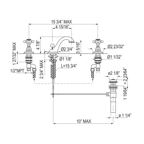 Rohl Viaggio Widespread Bathroom Faucet with Drain Assembly & Reviews ...